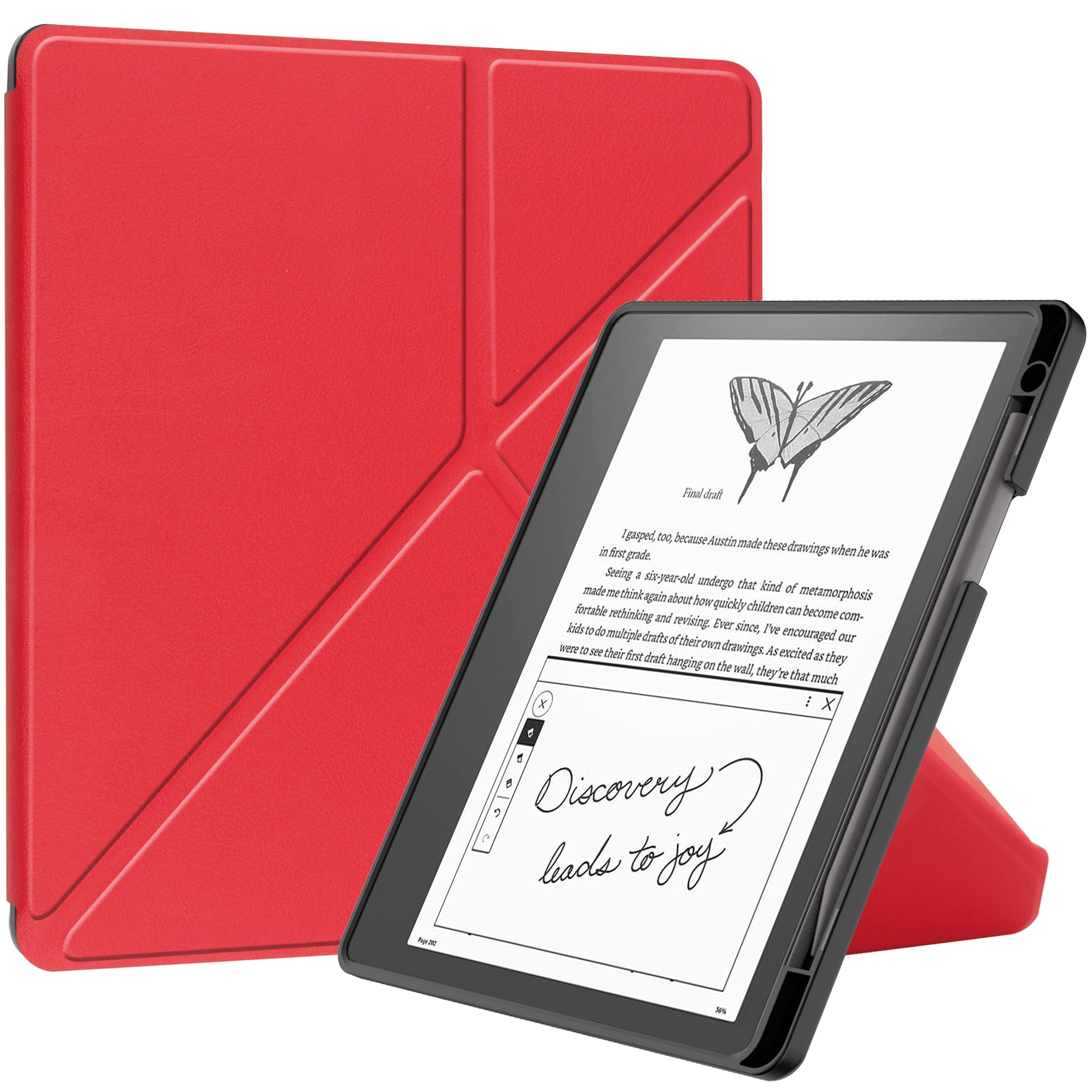 Kindle Scribe Case Origami PU leather Case [Red]